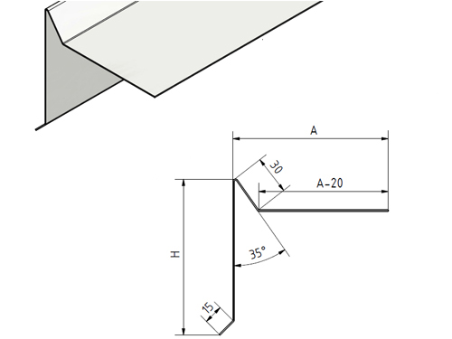 Ortgangblech Aluminium Pultdach, Flachdach 3-fach gekantet. | eBay